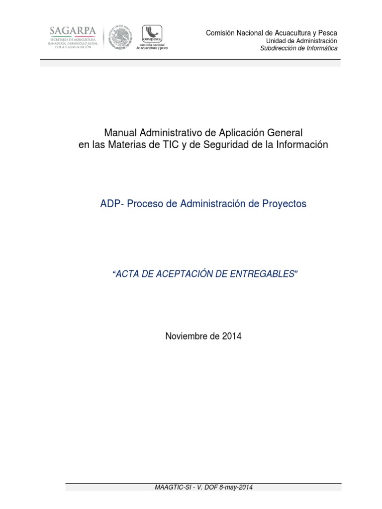 ADP Acta de Aceptacion de Entregables | PDF | Informática | Informática y tecnología de la ...