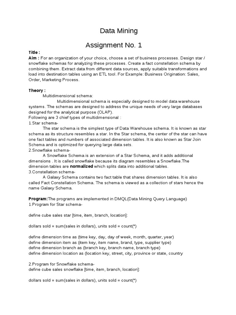 Data Mining Assignment No. 1 | Download Free PDF | Statistical Classification | Data Warehouse