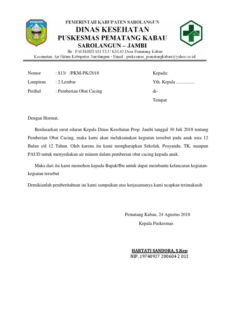 Surat Edaran Obat Cacing | PDF