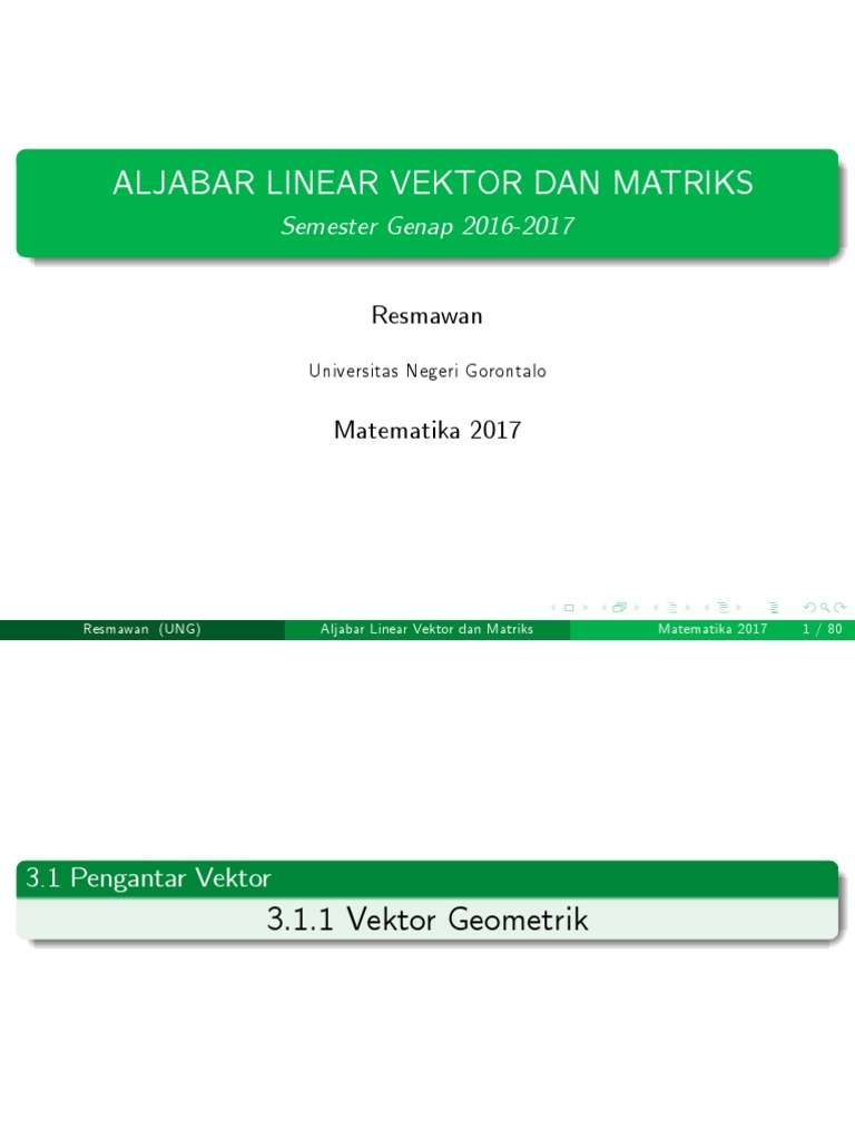 Resmawan Aljabar Linear Elementer Vektor 1 PDF | PDF