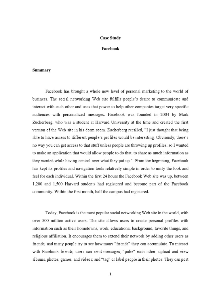 Case Study Facebook | PDF | Facebook | Social Networking Service