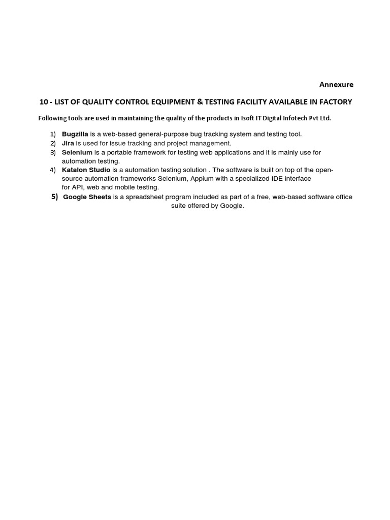 10-List of Quality Control Equipment & Testing Facility Available in ...