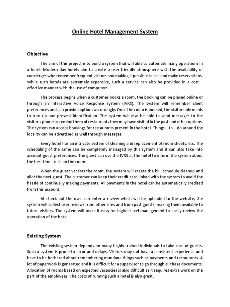 Online Hotel Management System Abstract | PDF | Interactive Voice ...