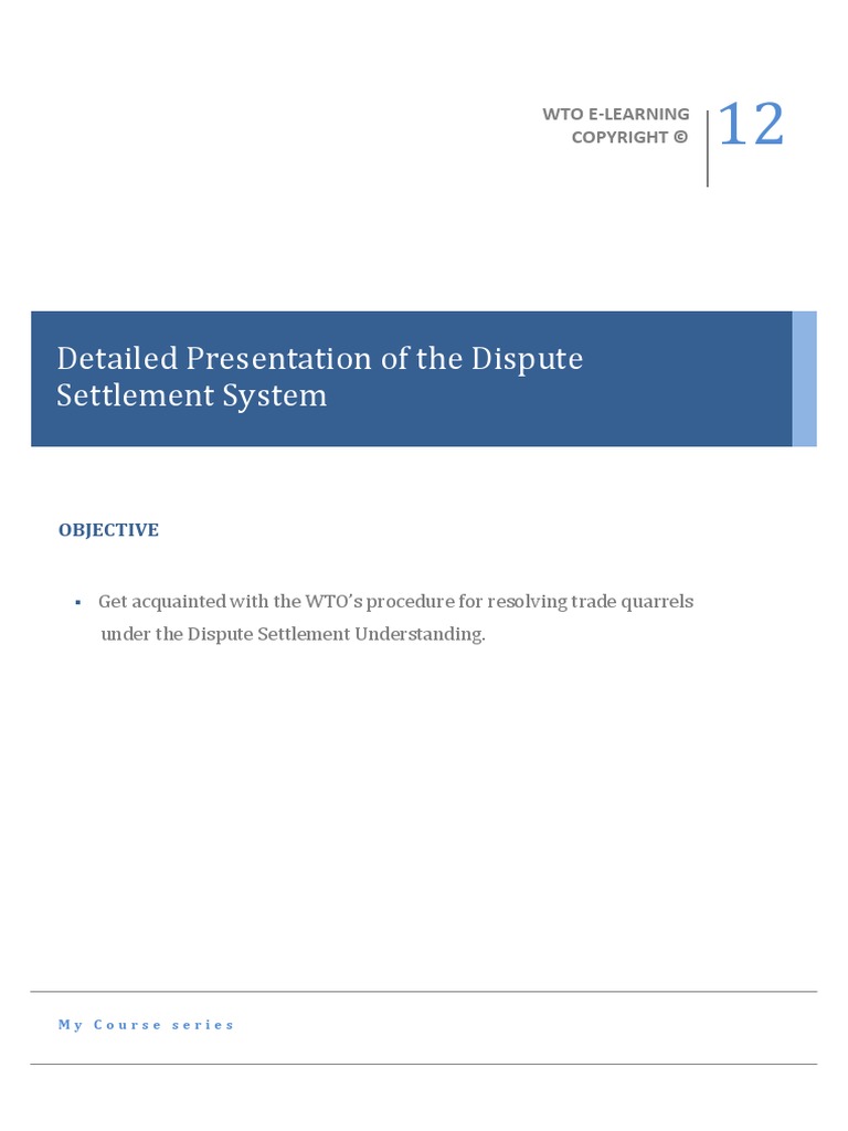WTO Detailed Brief On Dispute Settlement | PDF | World Trade ...