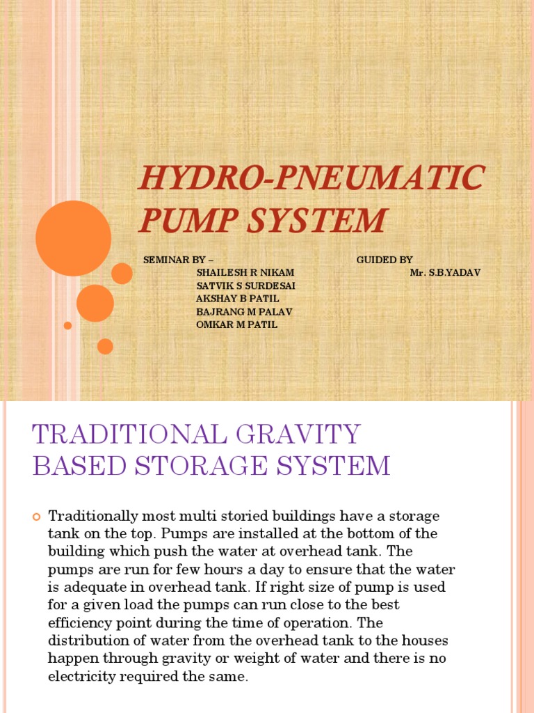 Hydro Pneumatic Pump System | PDF | Plumbing | Pump