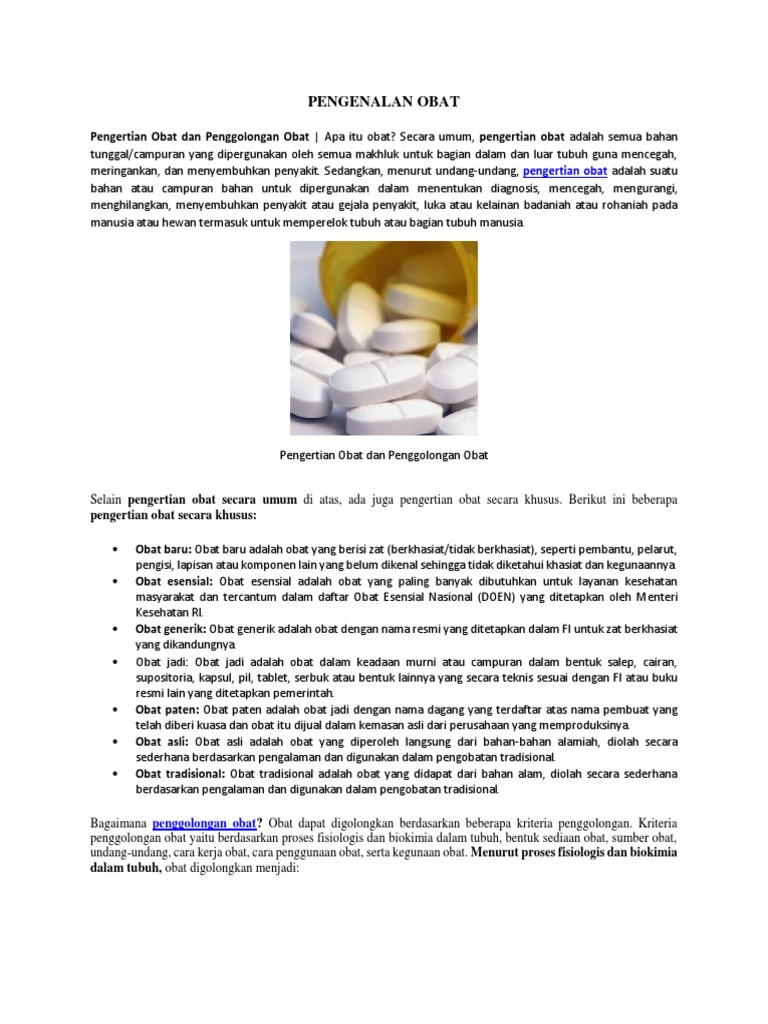 Pengenalan dan Penggolongan Obat | PDF