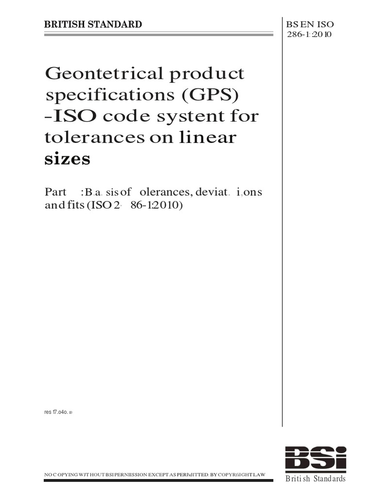 Iso 286-1-2010 (01-16) | PDF | Engineering Tolerance | International ...