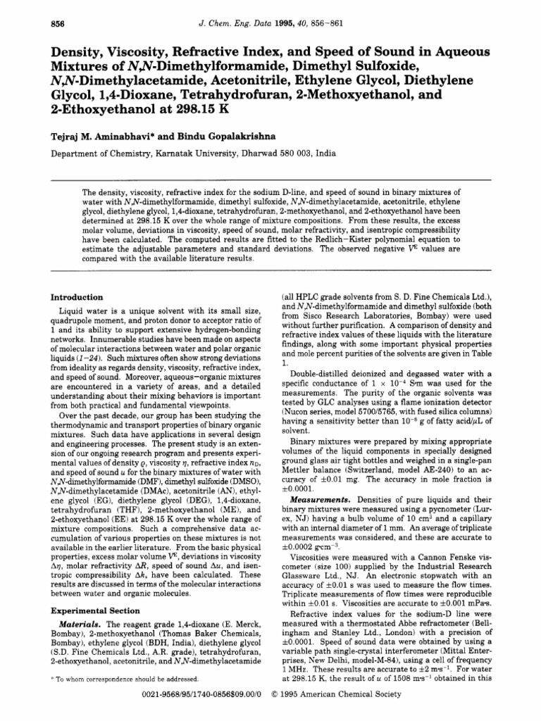 Refractive Index | PDF | Viscosity | Solvent
