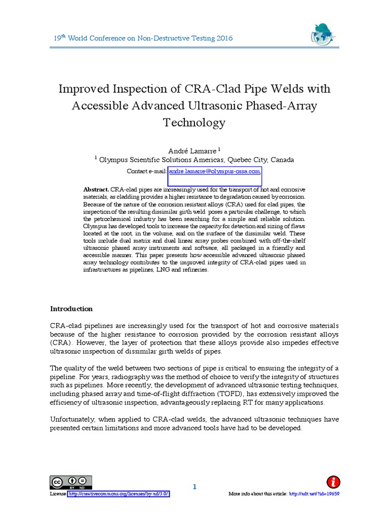 PAUT of ''CRA WELDS | PDF | Ultrasound | Pipe (Fluid Conveyance)