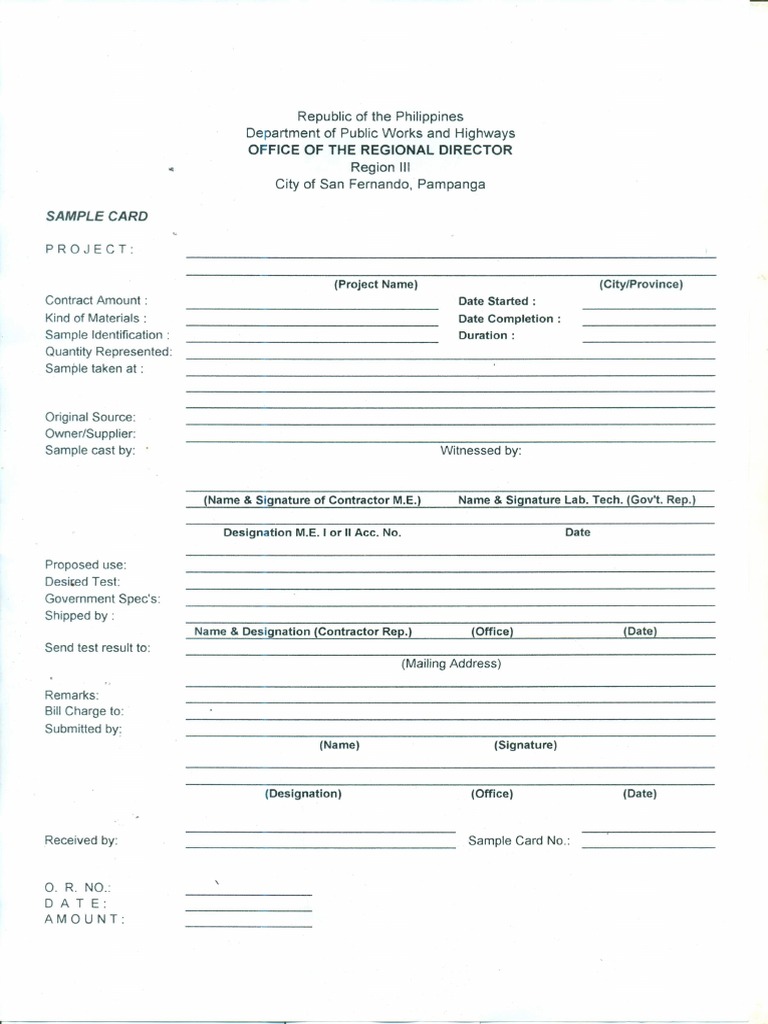 DPWH Sample Card | PDF