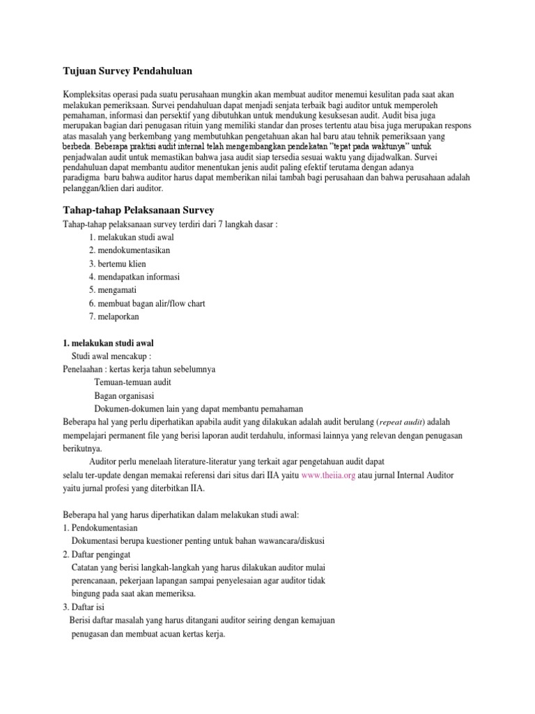 Survey Pendahuluan | PDF