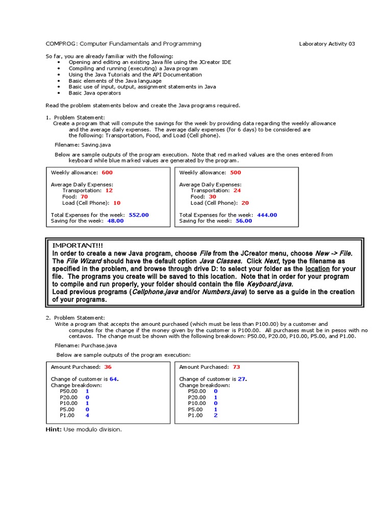 COMPROG: Computer Fundamentals and Programming: Important!!! | PDF ...