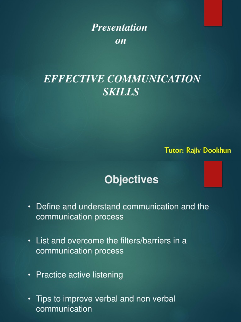 Session 1 - Effective Communication Skills | PDF | Communication ...