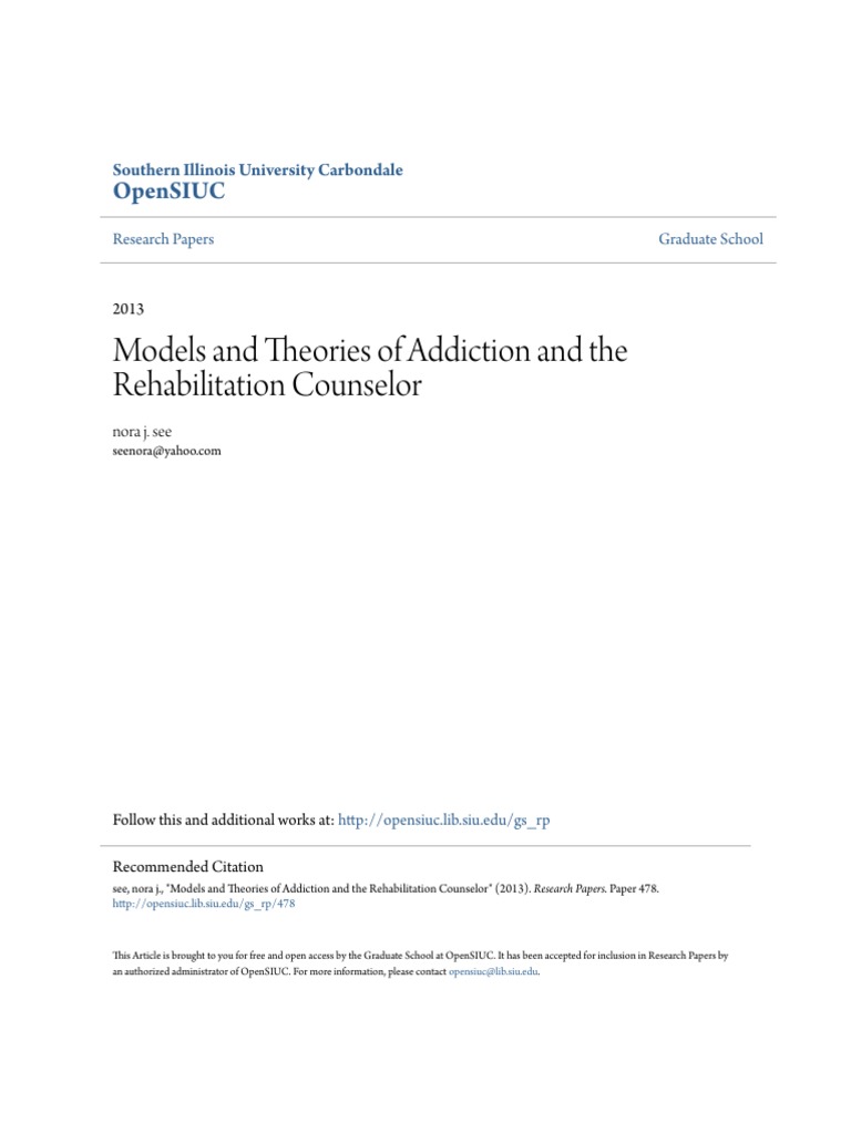 Models and Theories of Addiction and The Rehabilitation Counselor | PDF ...