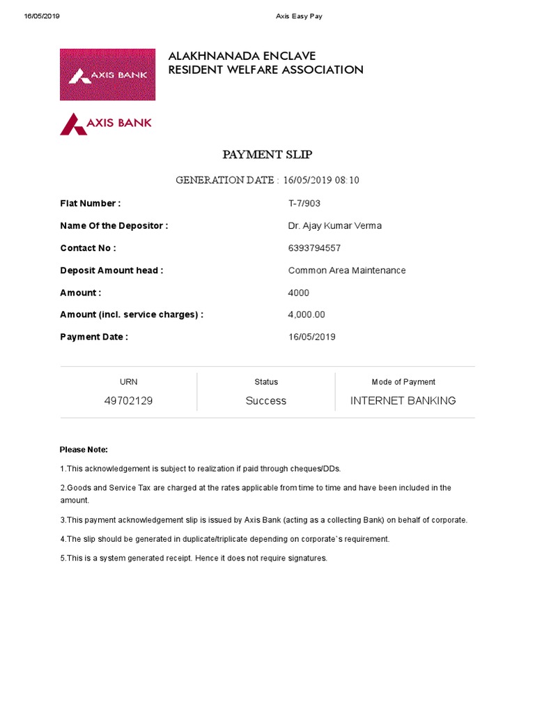 Axis Easy Pay 2 | PDF