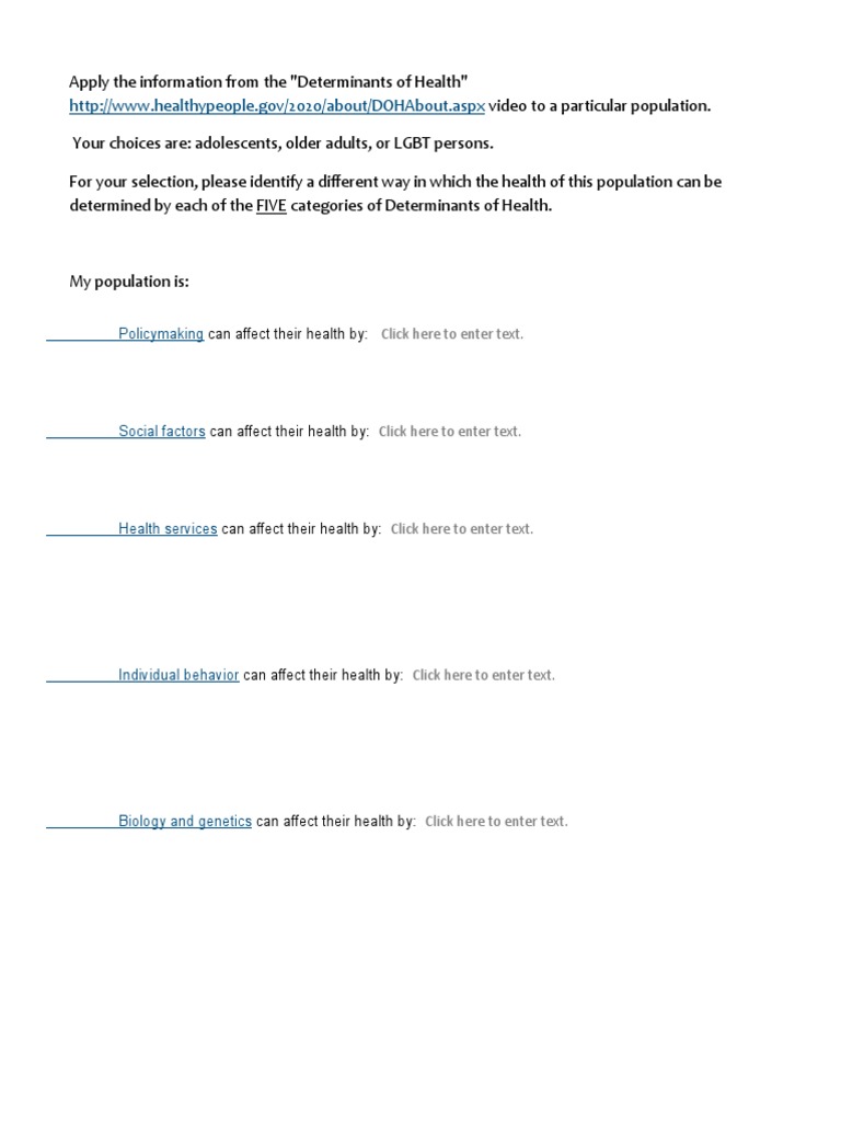Healthy People 2020 Assignment0 | PDF