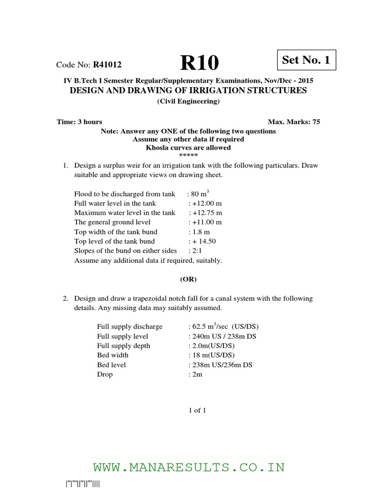Design and Drawing of Irrigation Structures | PDF | Hydraulic ...