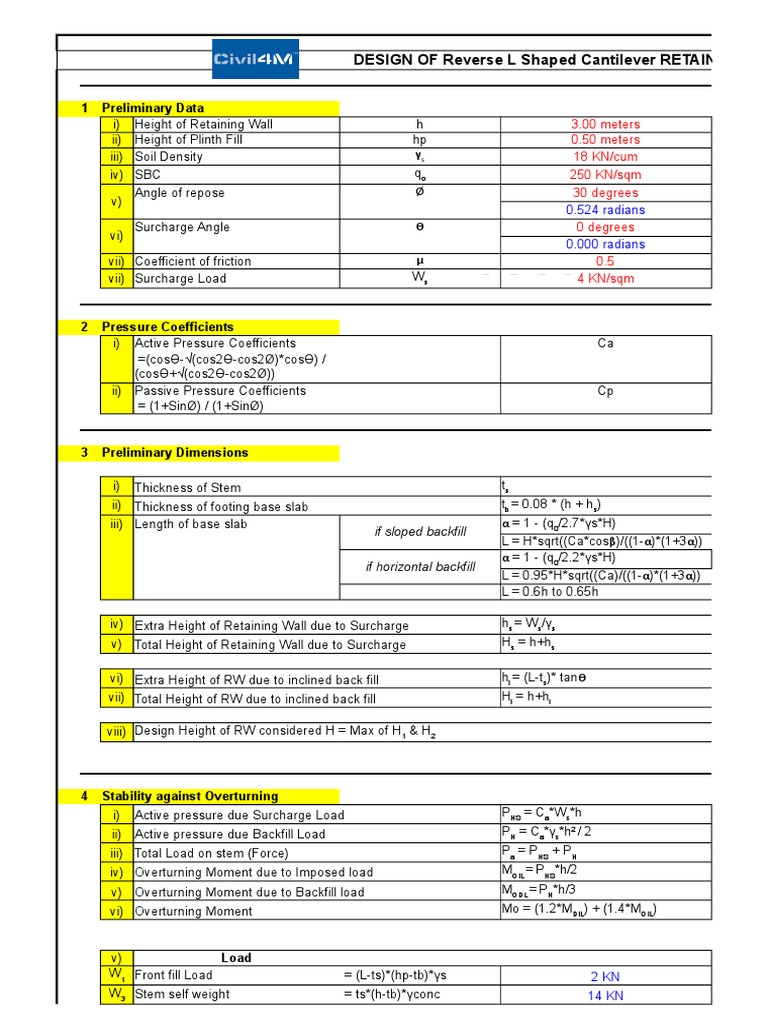 Design of a Reverse L-Shaped Cantilever Retaining Wall with Shear Key ...