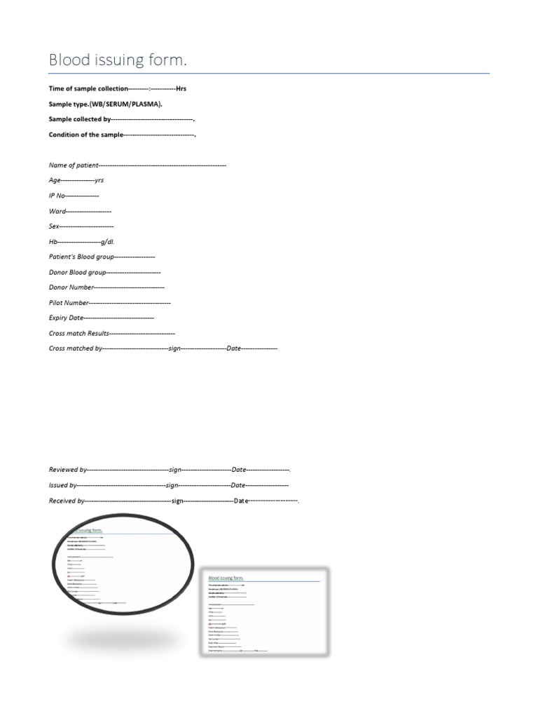 Blood Issuing Form | PDF