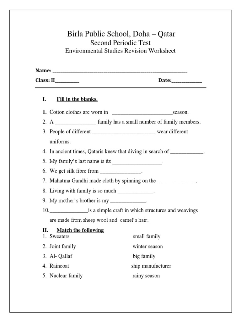 EVS Revision Worksheet | PDF | Textiles | Textile Arts