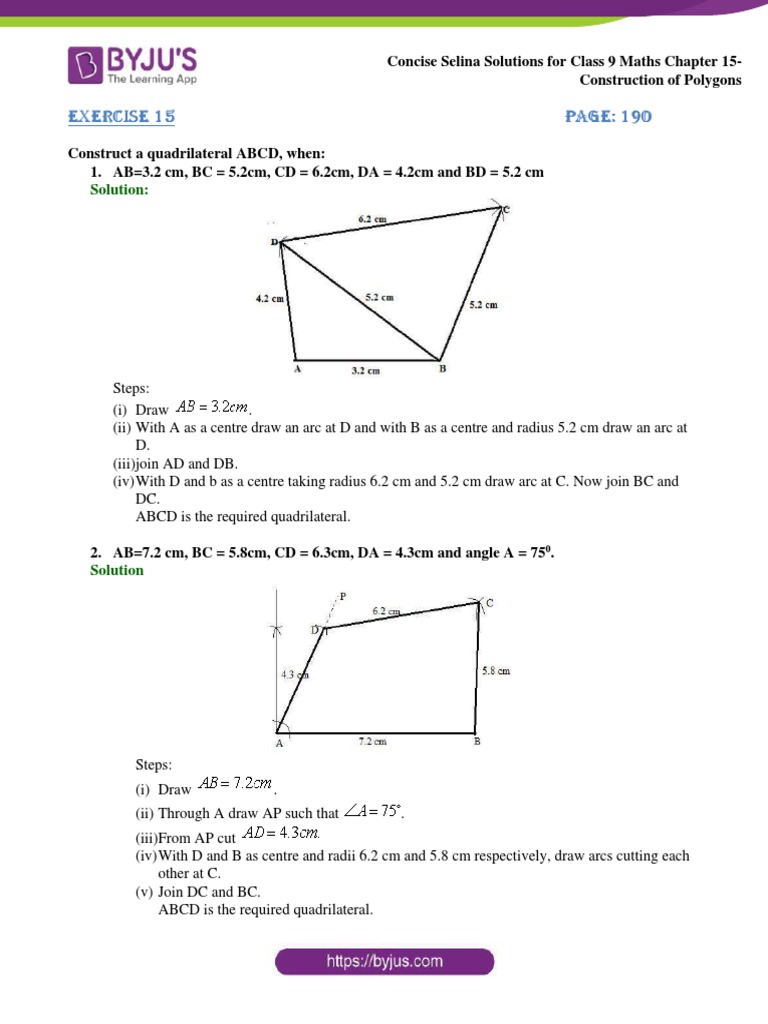 Concise Selina Solutions For Class 9 Maths Chapter 15 Construction of ...