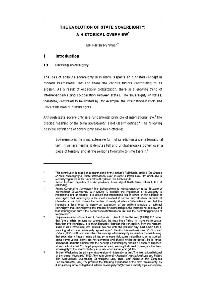 The Evolution of State Sovereignty: A Historical Overview | PDF ...