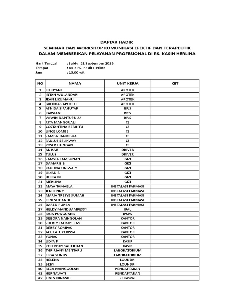 Absen Seminar Workshop | PDF