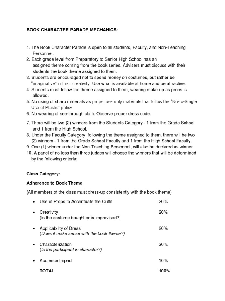 Book Character Parade Mechanics 2 | PDF