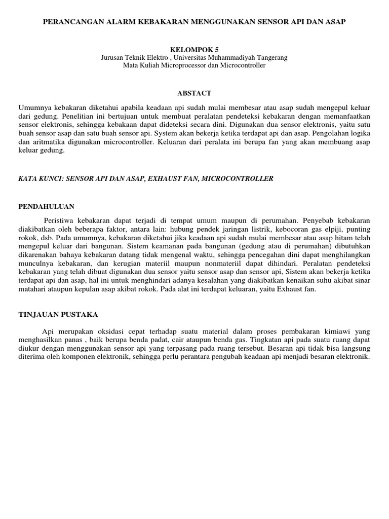Alarm Kebakaran Dengan Sensor API Dan Asap (JURNAL) | PDF