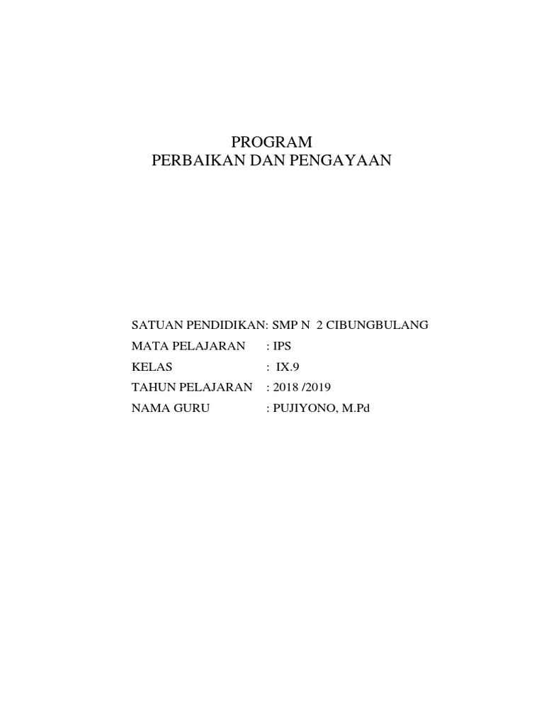 Program Perbaikan Dan Pengayaan | PDF