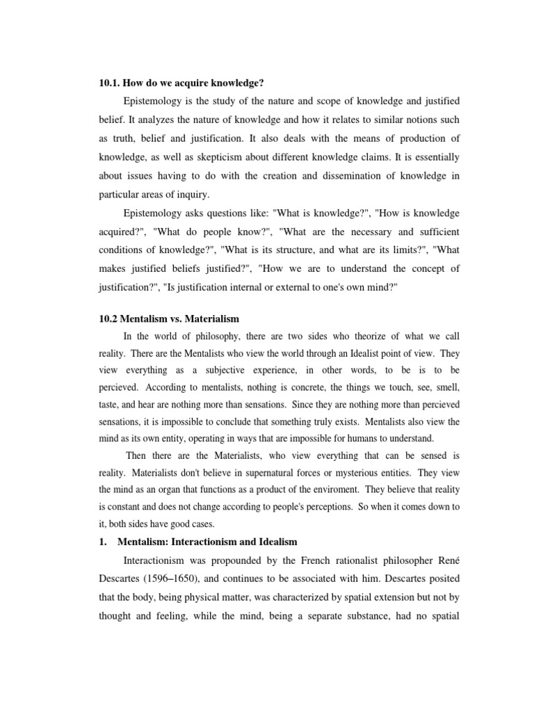 10.1. How Do We Acquire Knowledge? | PDF | Idealism | Metaphysics