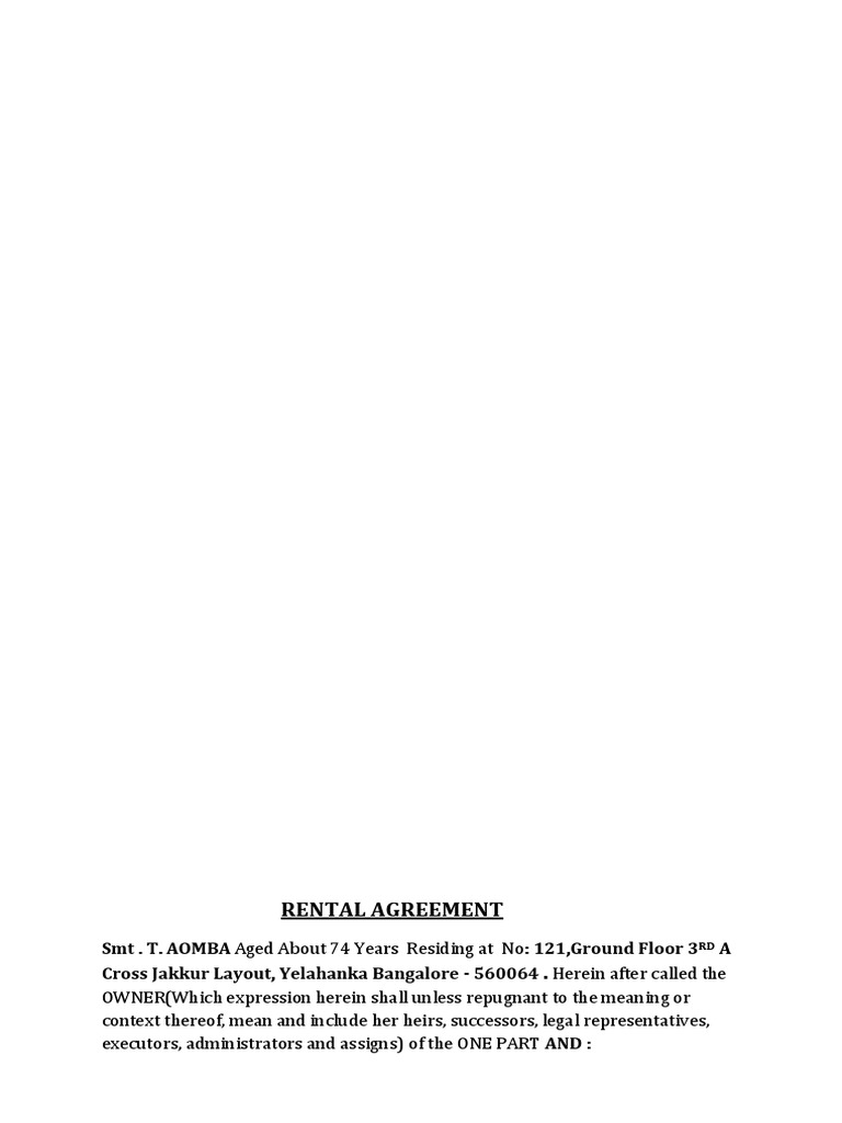A Comprehensive 11-Month Rental Agreement Between an Owner and Tenant ...
