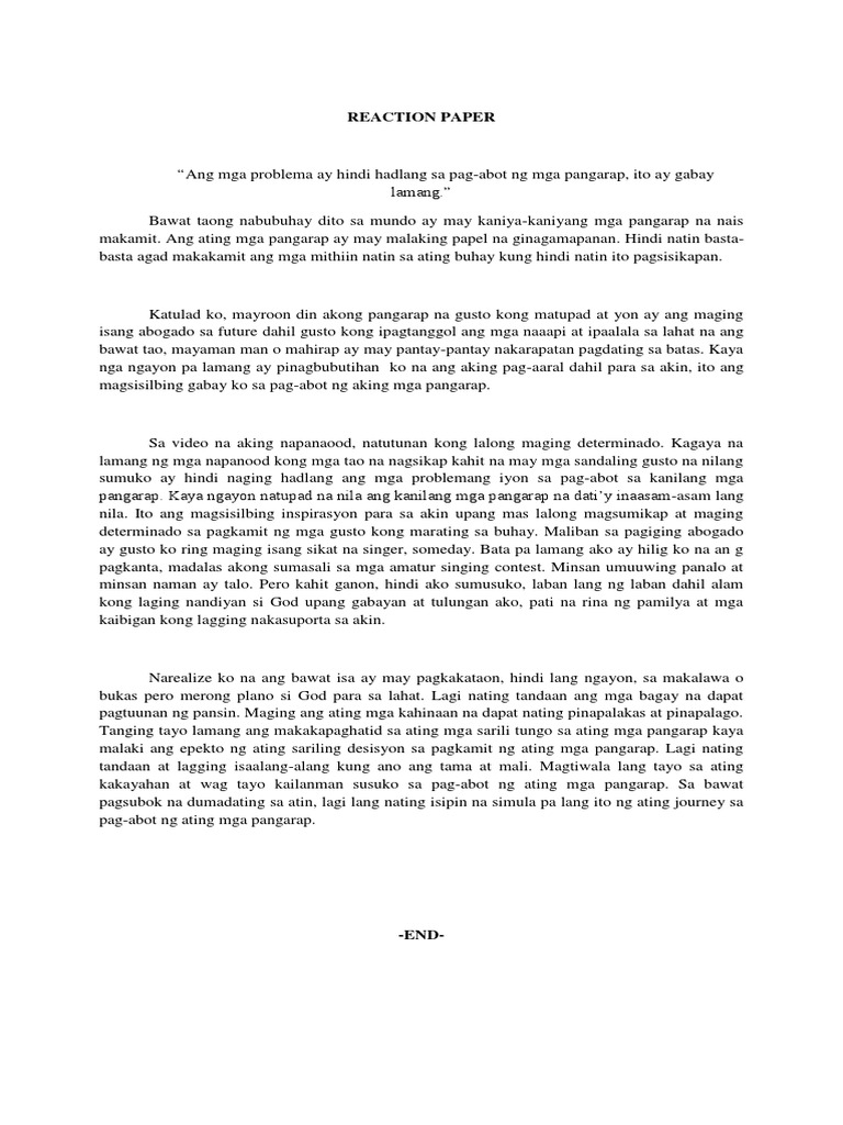 Reaction Paper | PDF