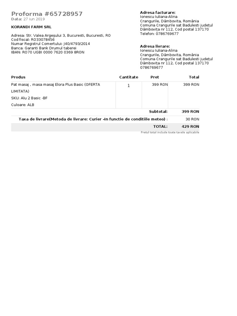 Proforma 65728957 PDF | PDF