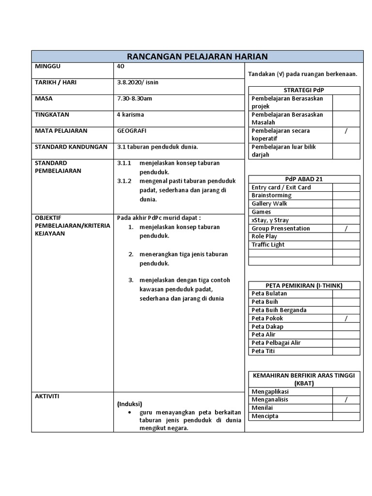 RPH 3.1 Taburan Penduduk Dunia | PDF