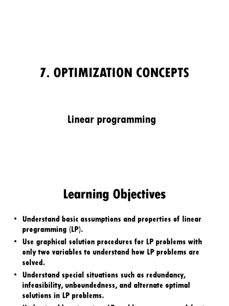Chapter 7 1 Linear Programming Pdf Mathematical Optimization Linear Programming