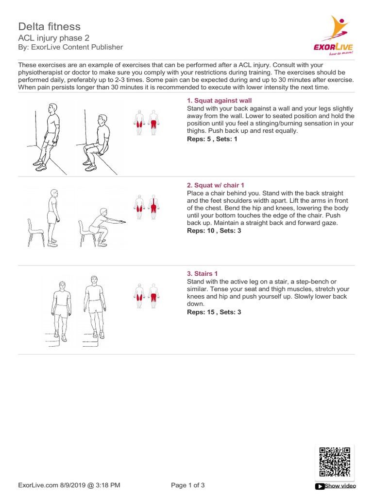 ACL injury phase 2 exercises | PDF | Knee | Chair