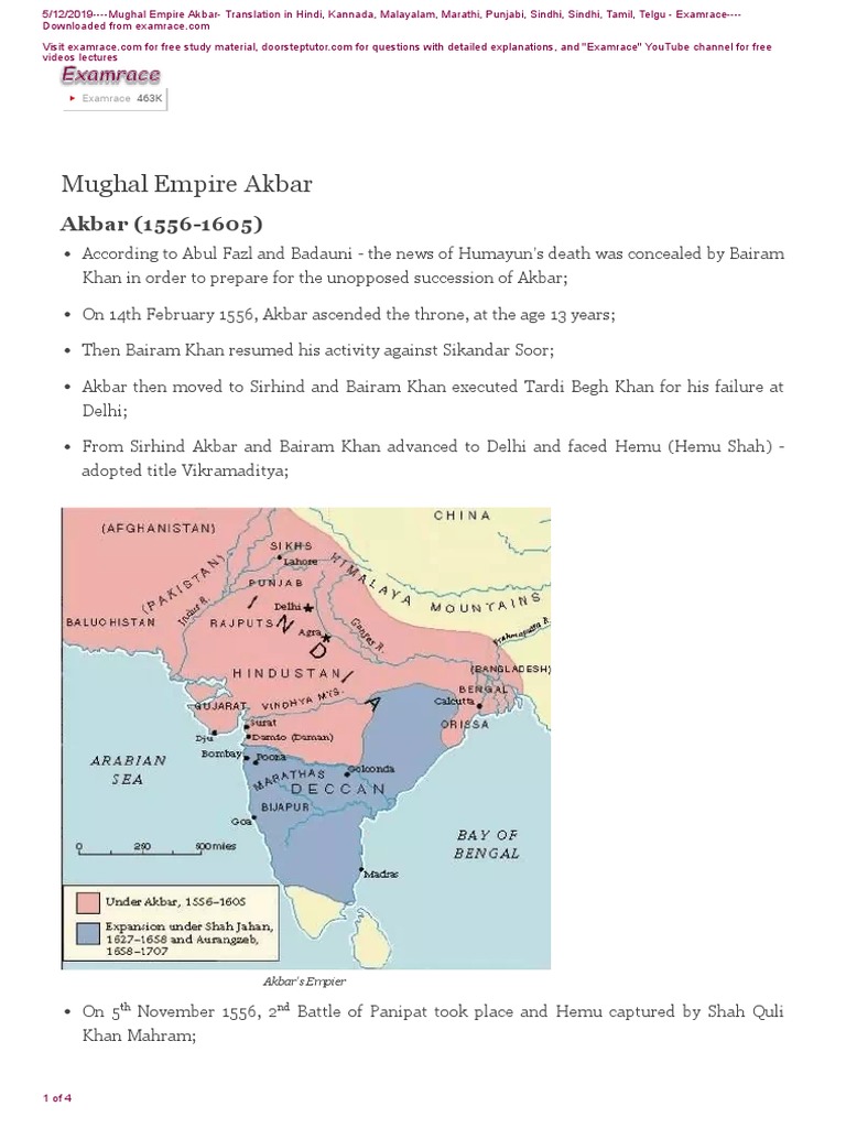 Mughal Empire Akbar Map