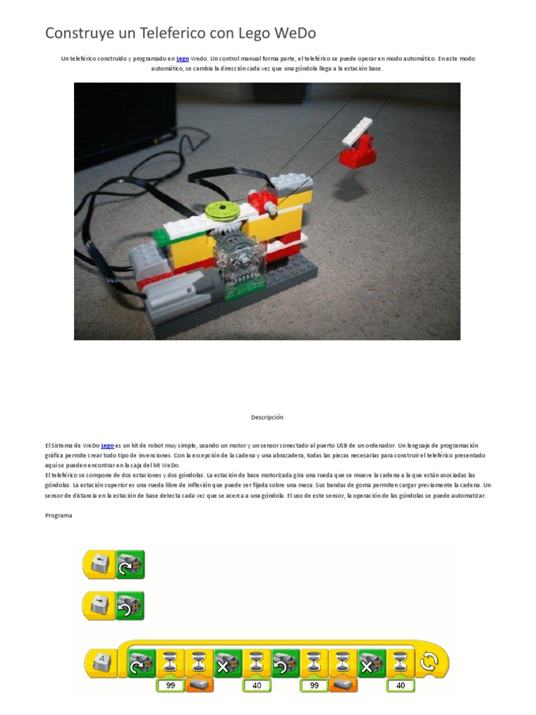 Construye Un Teleferico Con Lego WeDo | PDF | Software | Ingeniería ...