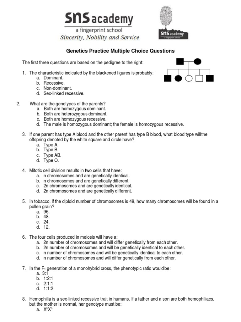 Genetics Multiple Choice Questions: Insights into Inheritance Patterns ...