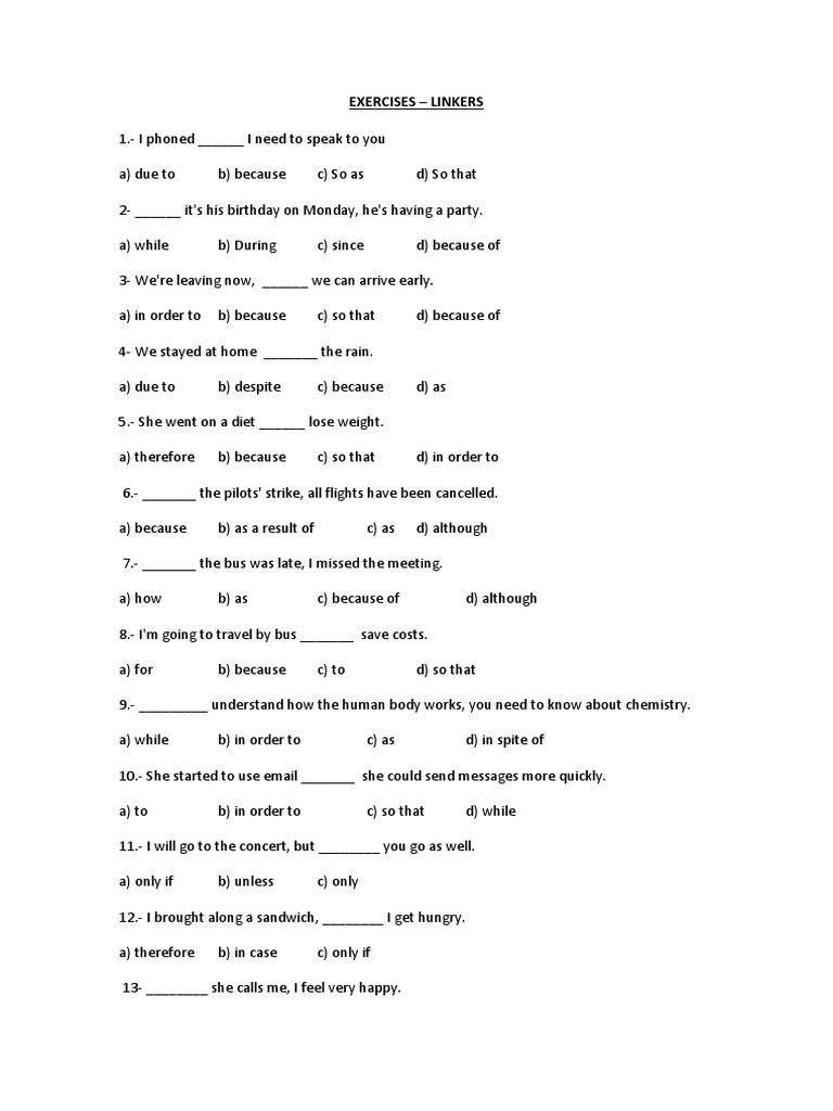 Writing 3 - Exercises Linkers | PDF
