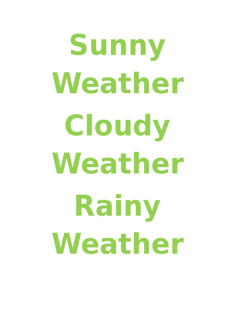 Sunny Weather Cloudy Weather Rainy Weather | PDF