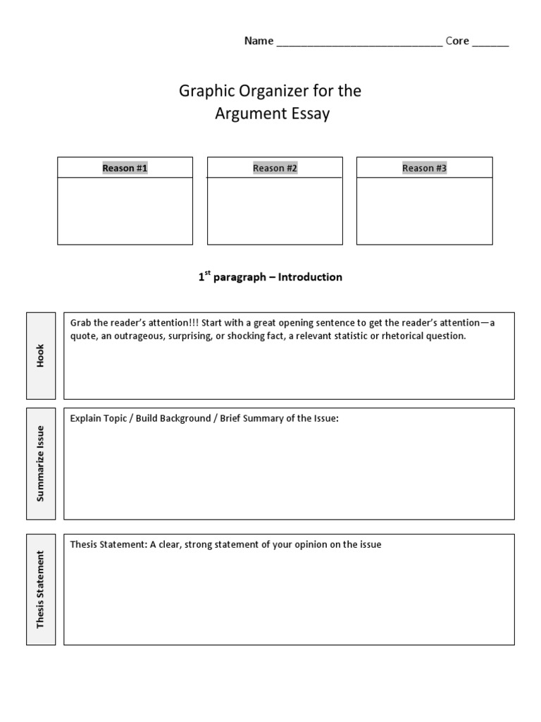 Argument Essay Graphic Organizer | PDF | Essays | Argument