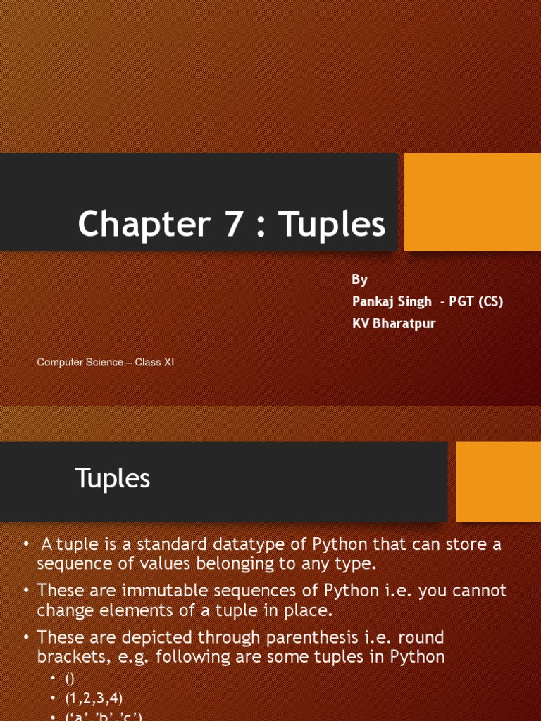 Chapter-8 Tuples PDF | PDF | Sequence | Function (Mathematics)