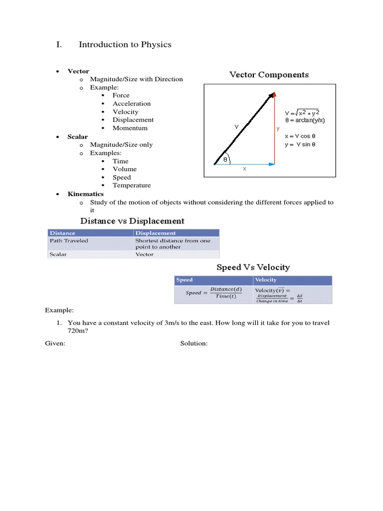 Physics Basics: Vectors, Motion, and Forces | PDF | Acceleration | Velocity