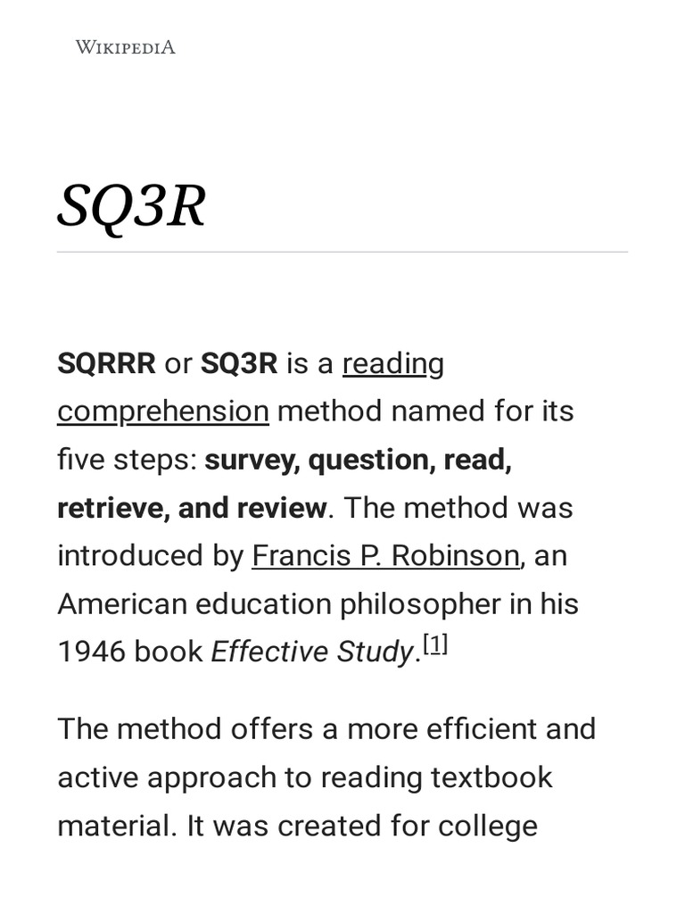 Efficient Reading Method SQ3R | PDF | Reading Comprehension | Epistemology