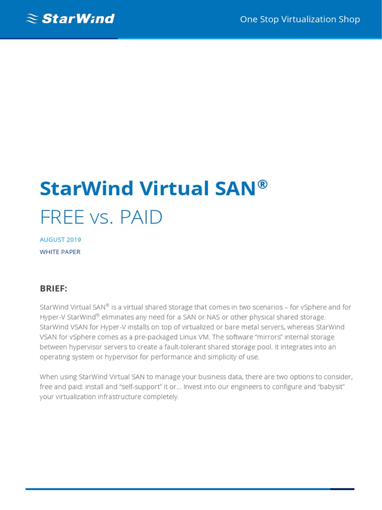 StarWind Virtual SAN FREE Vs PAID PDF | PDF | Hyper V | Virtualization