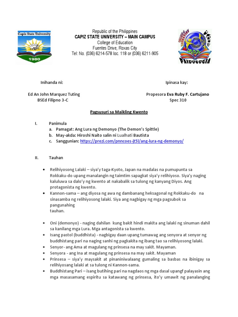 Pagsusuri Sa Maikling Kwentong Ang Lura NG Demonyo | PDF Pagsusuri Sa Maikling Kwentong Ang Lura NG Demonyo | PDF
