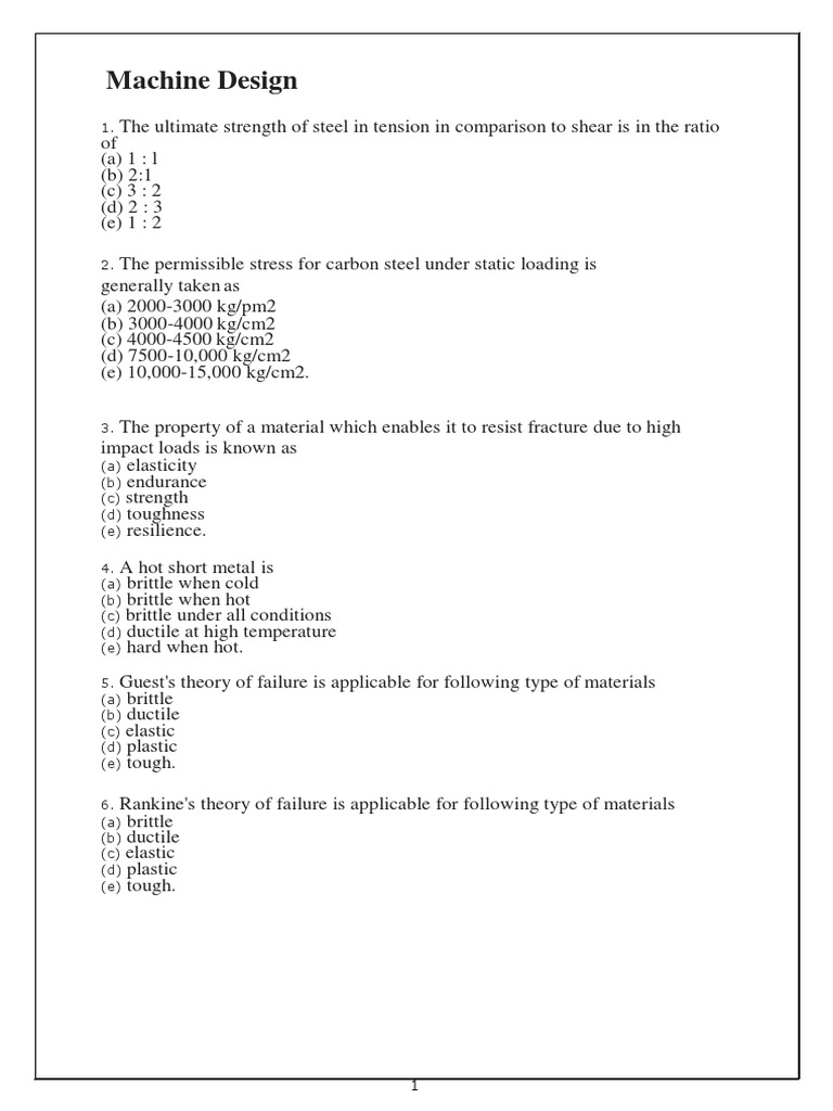 Machine Design | PDF | Strength Of Materials | Fatigue (Material)