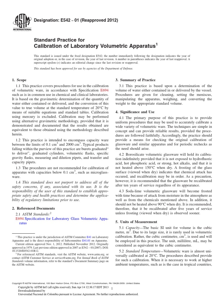 Astm Volumetrcos | PDF | Thermal Expansion | Density